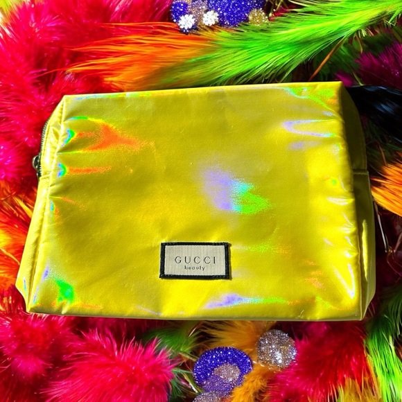 Gucci | Bags | Gucci Beauty Iridescent Yellow Cosmetic Bag | Poshmark